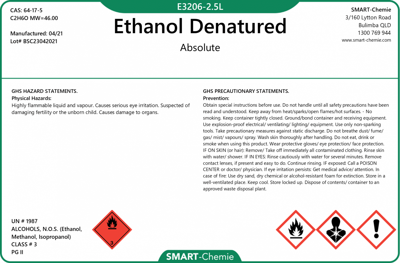 Absolute Ethanol Denatured - 5L | Banksia Scientific